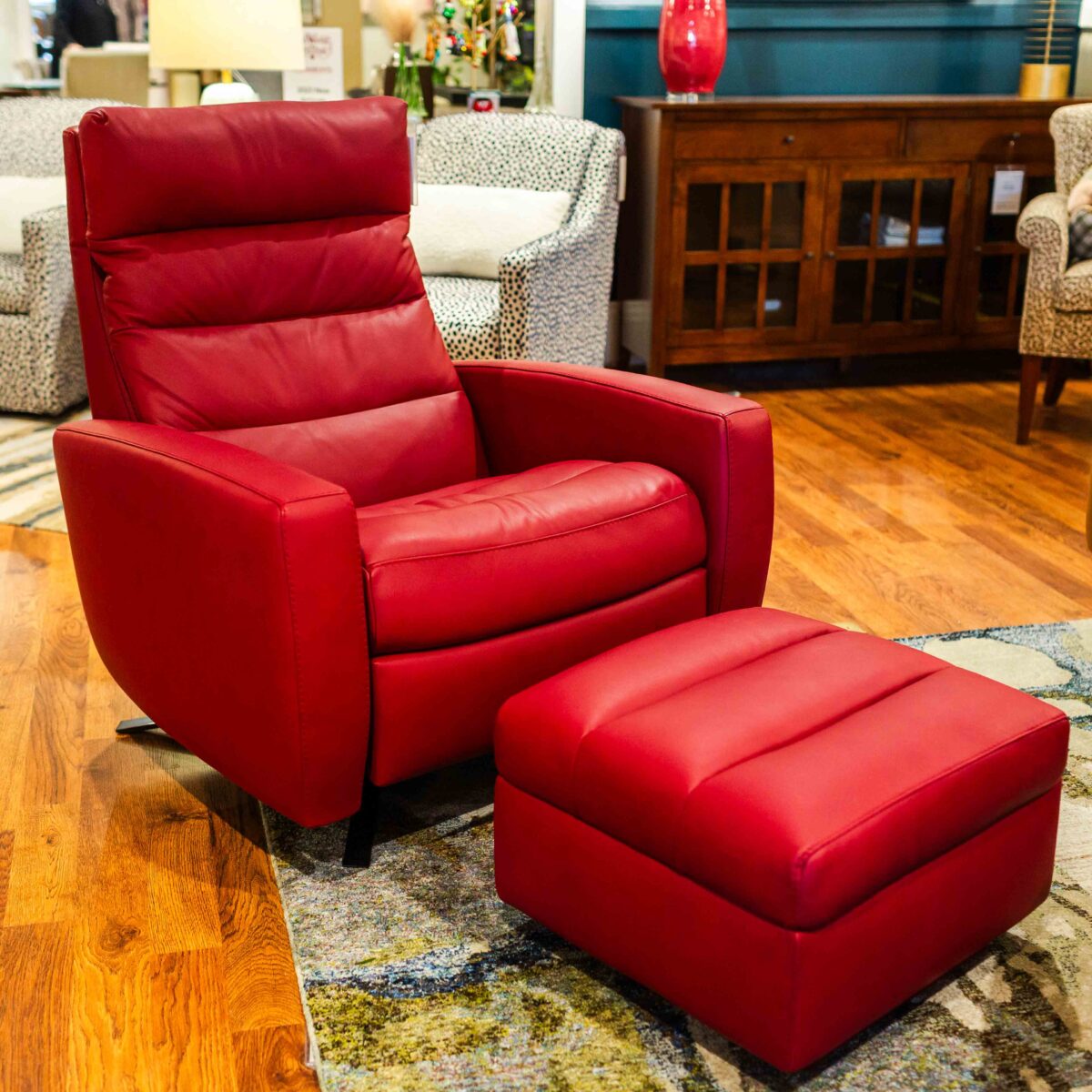 Stickley Blue Leopold Upholstered Chair | Reid's Fine Furnishings